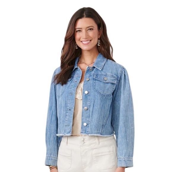 Democracy | Jackets & Coats | Democracy Light Blue Denim Long Puff ...